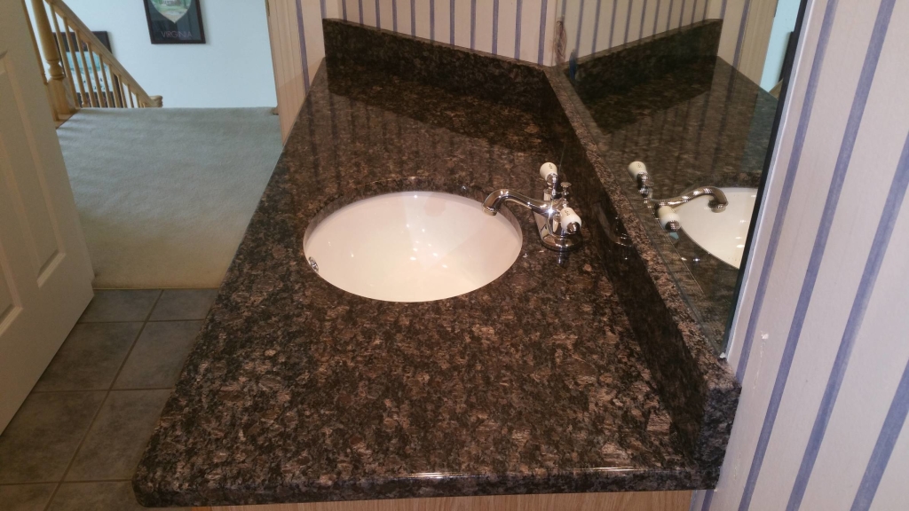 Custom angles with Granite vanity - Cabinets2Countertops