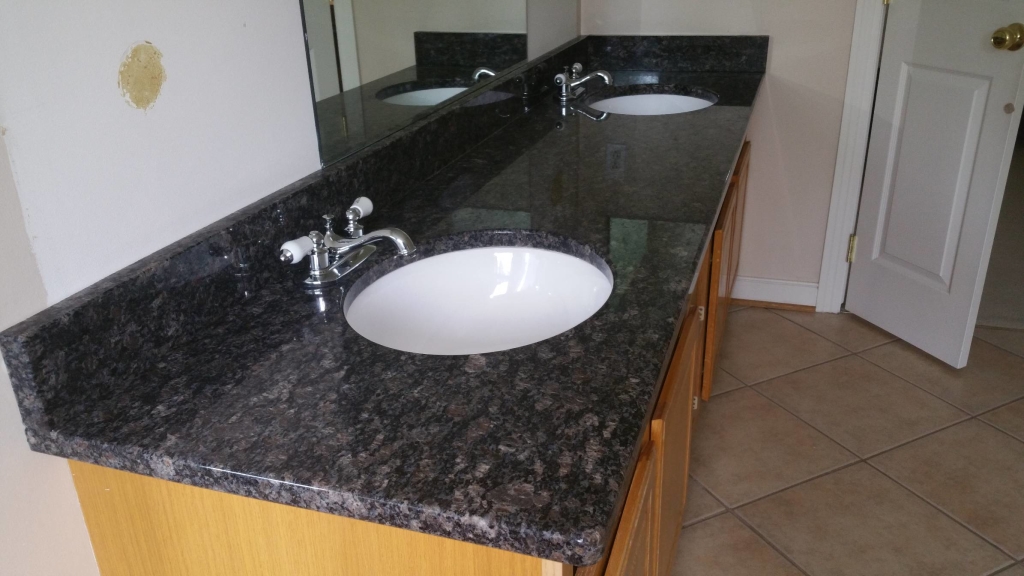 Double bowl granite vanity - Cabinets2Countertops